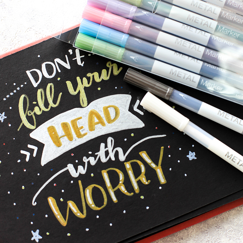 10 Pieces Metallic Markers Set