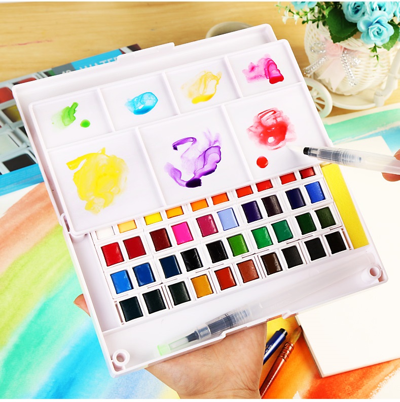 Bright Colors Portable Solid Watercolor Painting Set