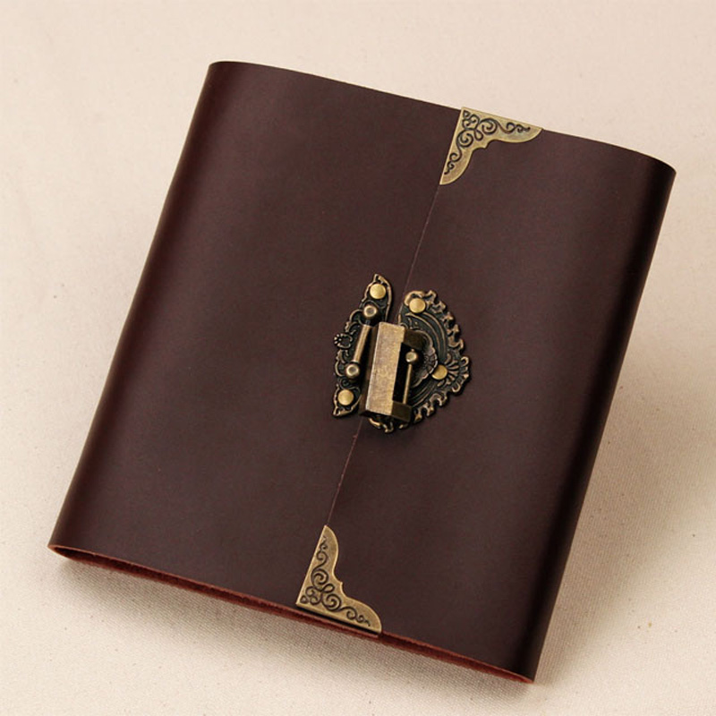 Loose-Leaf Leather Scrapbook Album with Lock